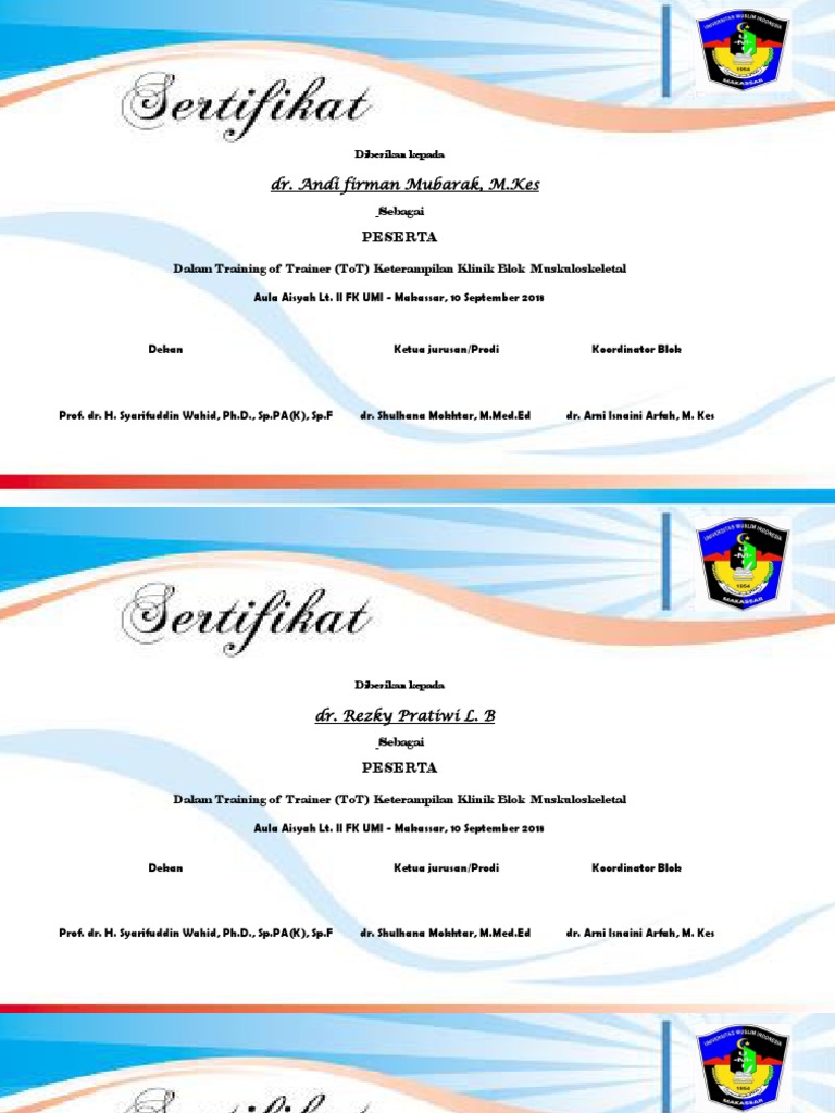 Contoh Sertifikat Seminar | PDF