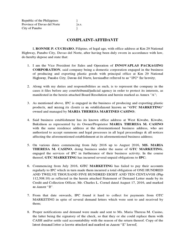 Complaint Affidavit | PDF | Virtue | Government