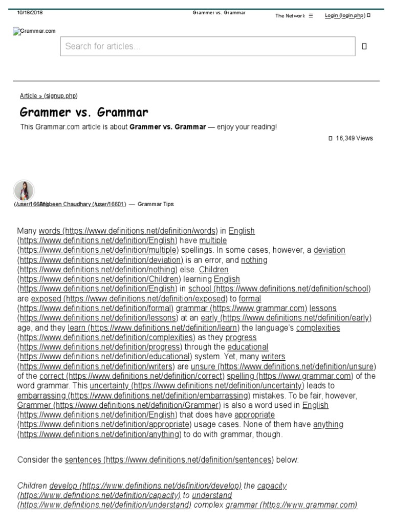 Grammer vs. Grammar | PDF | Grammar | Linguistics
