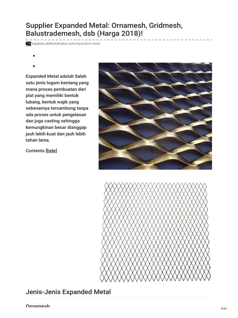 Supplier Expanded Metal Ornamesh Gridmesh Balustrademesh DSB Harga 2018 ...