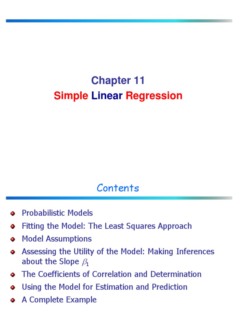 Chapter Simple Linear Regression 1 Pdf Errors And Residuals Regression Analysis