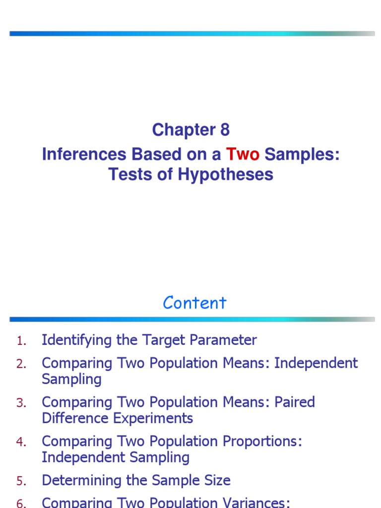 Chapter 8 Two Sample Testing | PDF | Statistical Hypothesis Testing ...