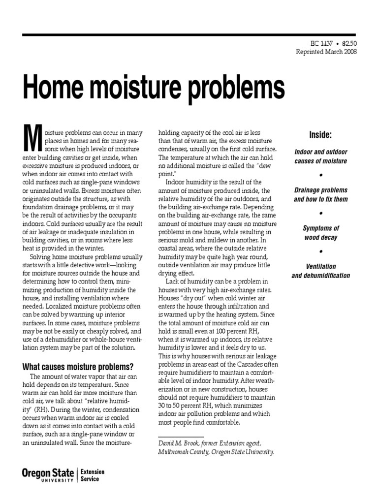 Home Moisture Problems: Inside | PDF | Basement | Hvac