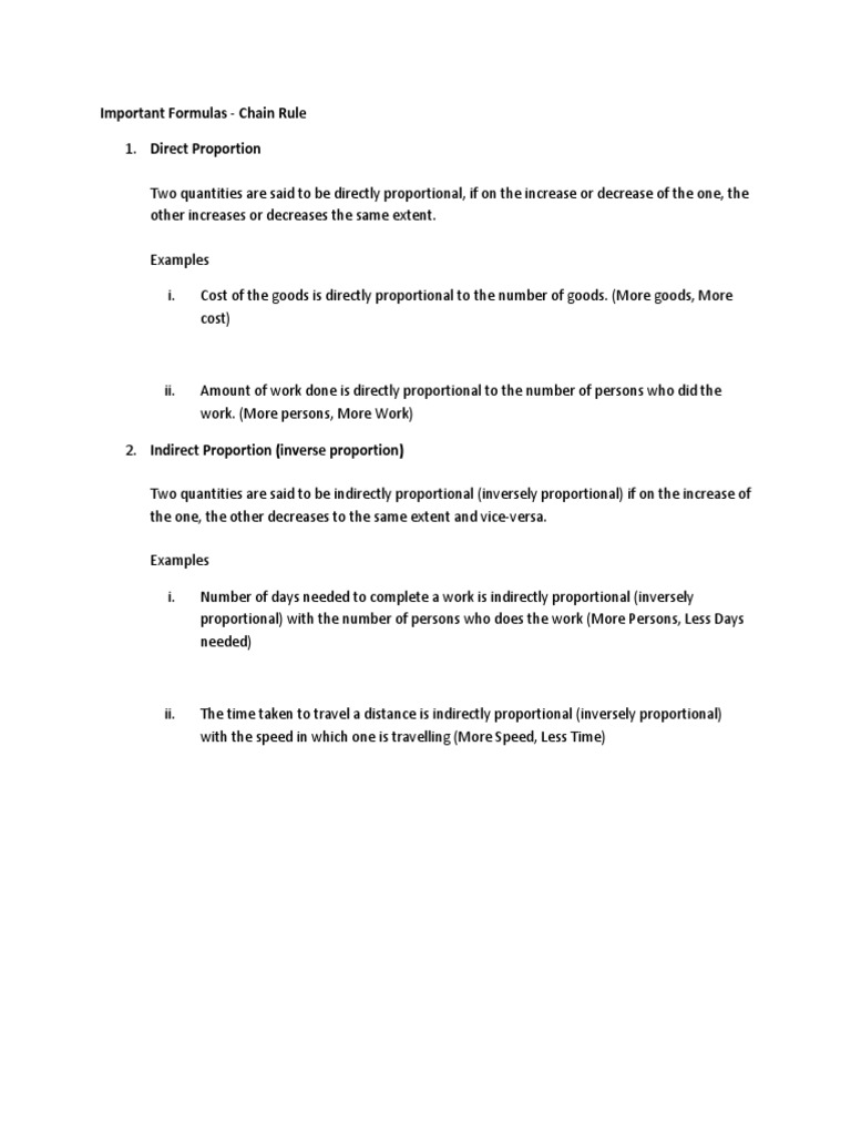 Important Formulas - Chain Rule | PDF