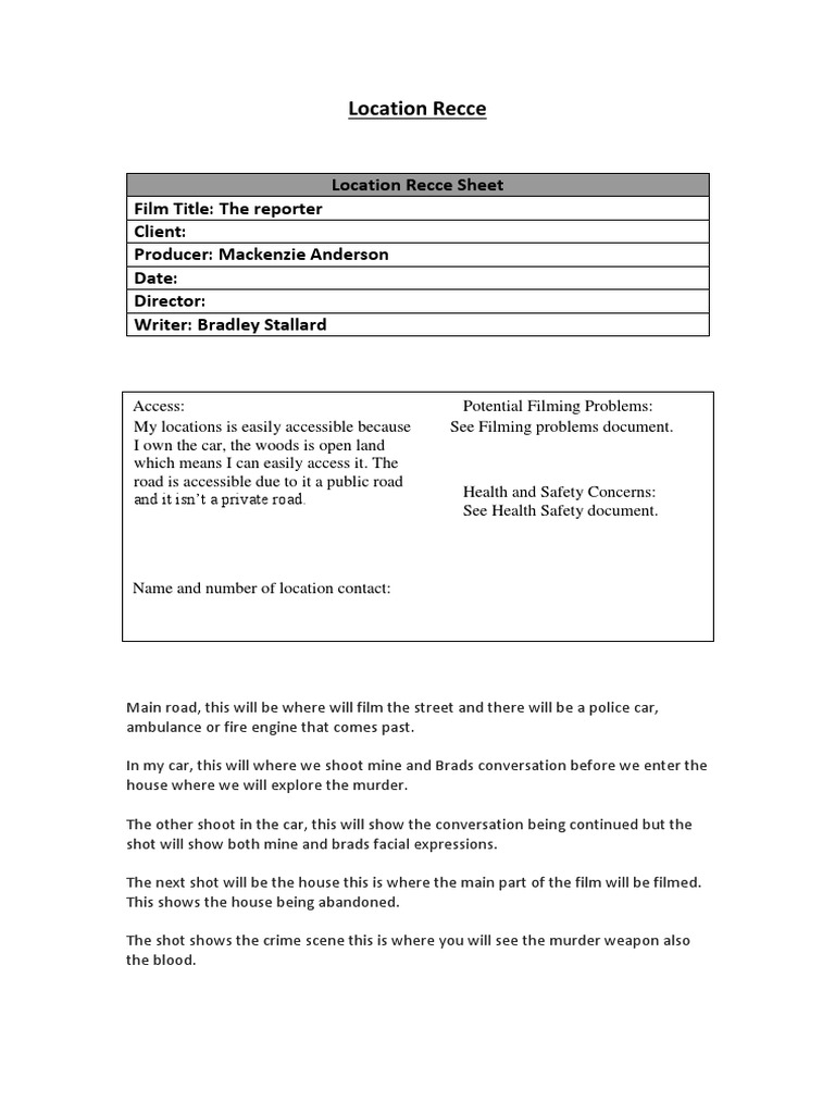 7 Location Recce | PDF