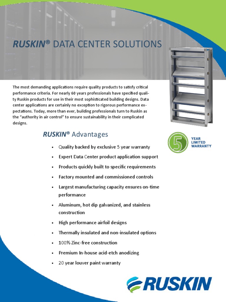 Ruskin Data Center Solution | PDF | Data Center | Building Engineering