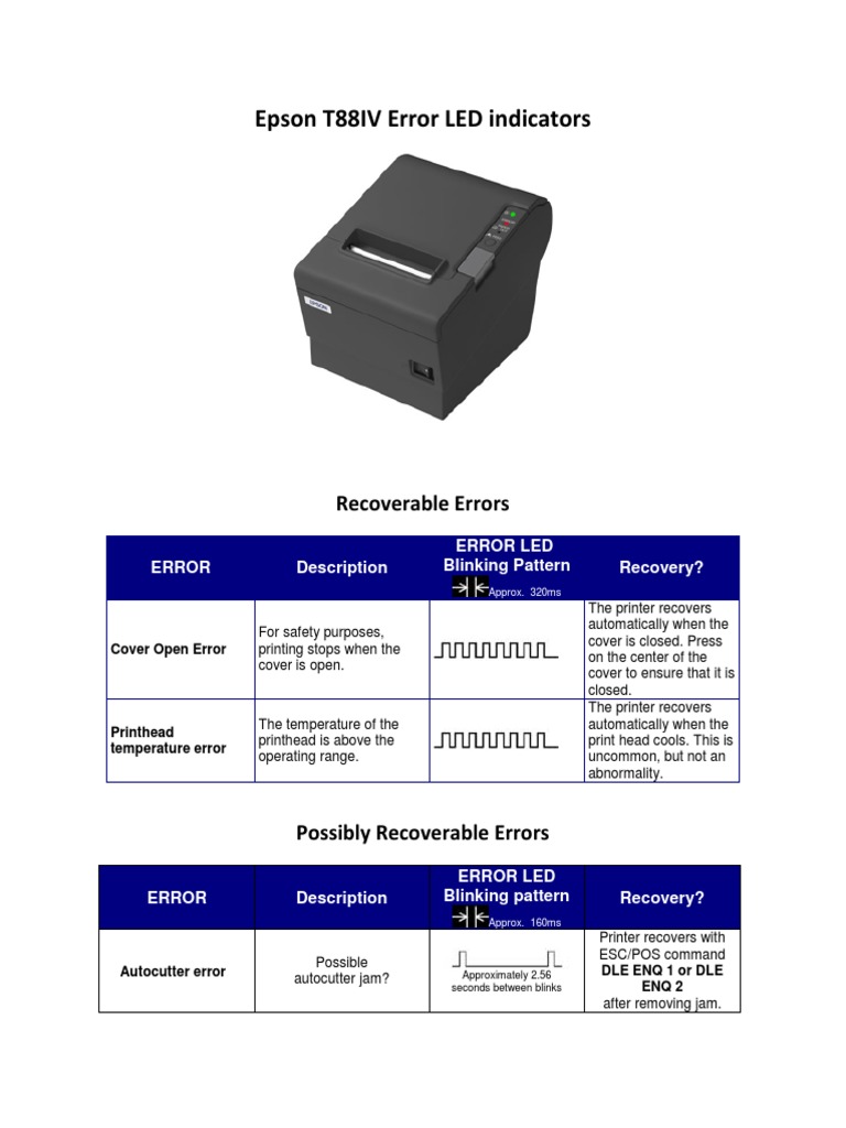 Epson T88IV Error LED Indicators | PDF | Printer (Computing) | Electricity