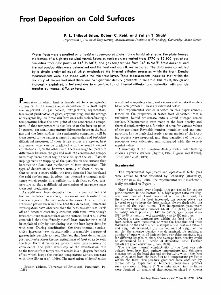 Processes: Frost Deposition On Surfaces | PDF | Heat Transfer | Frost