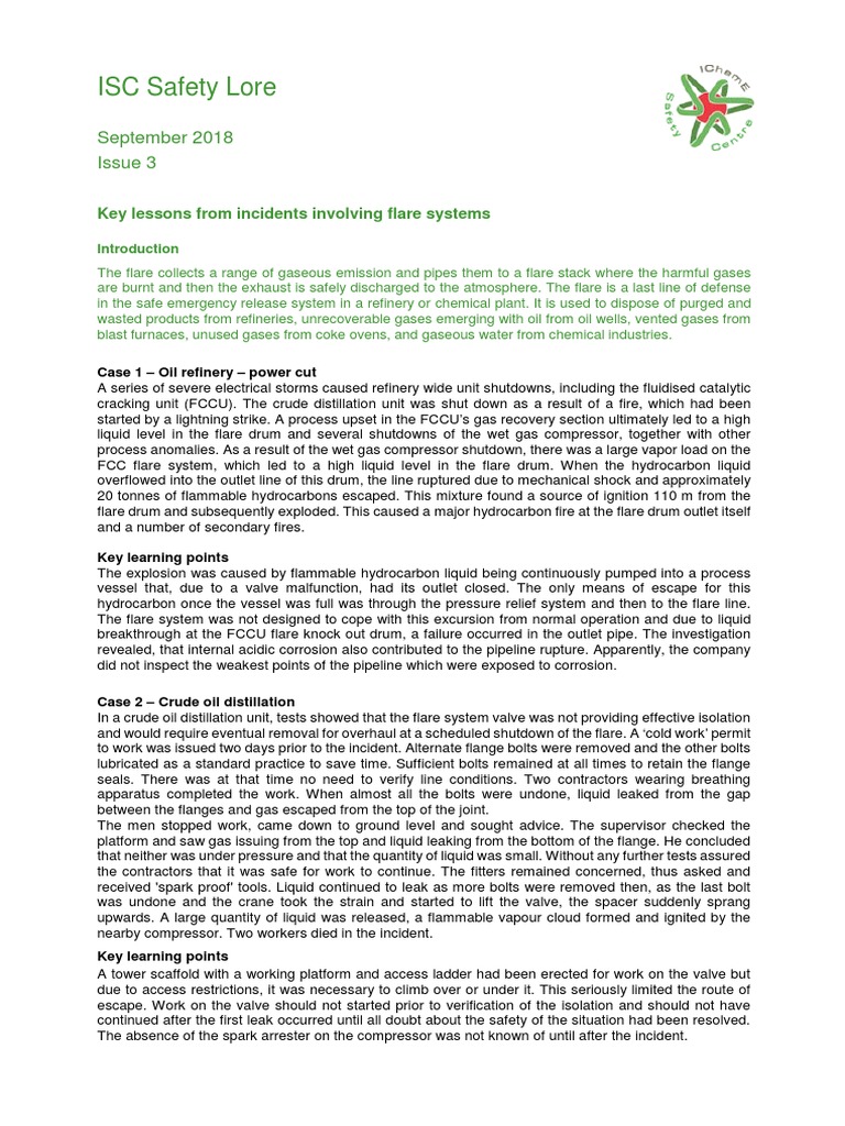 ISC Safety Lore - Issue No3 | PDF | Oil Refinery | Explosion