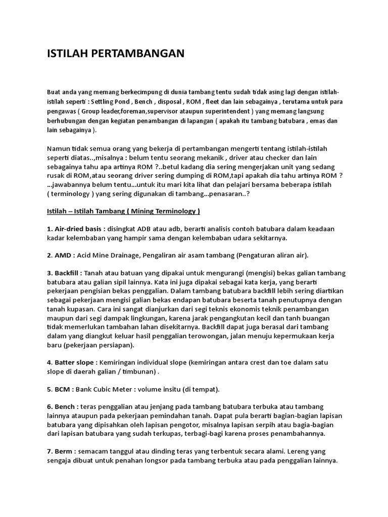 Istilah Pertambangan | PDF