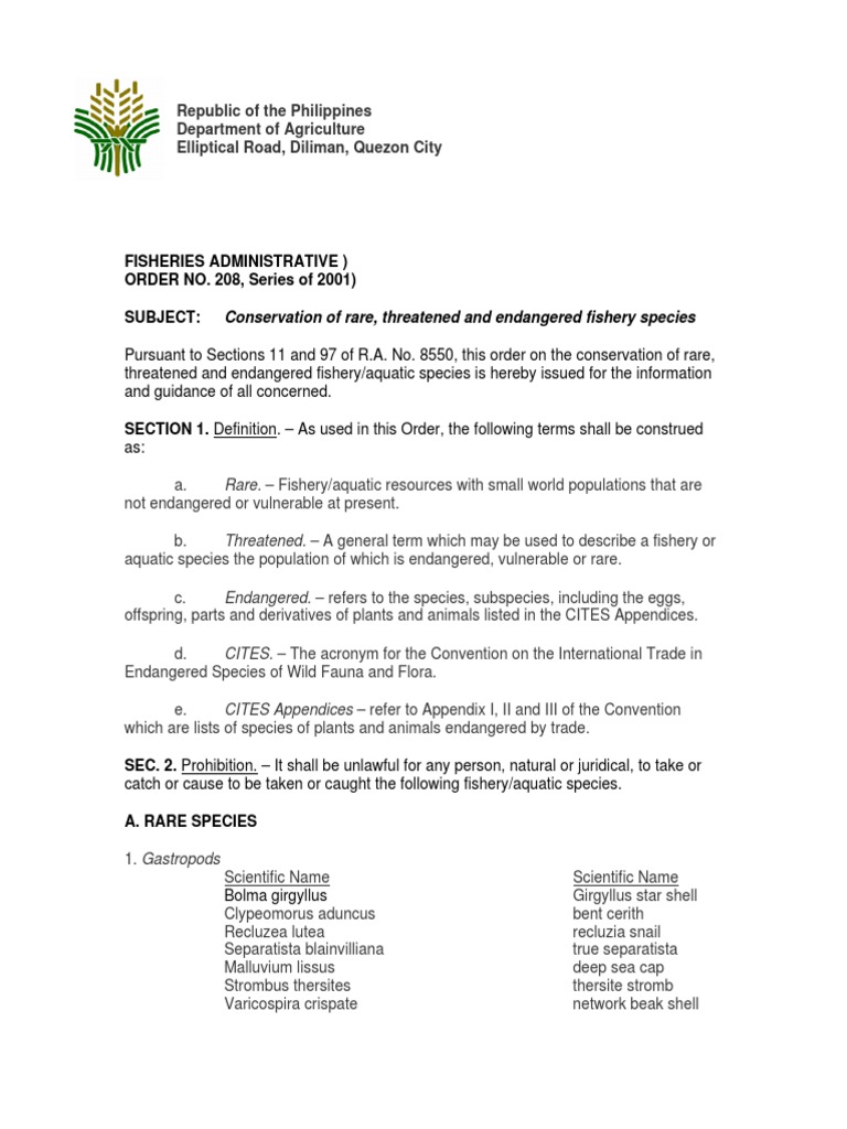 FAO208 | PDF | Cites | Endangered Species