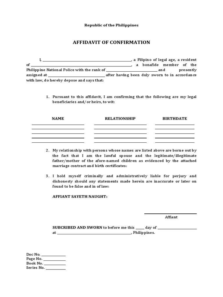Affidavit of Confirmation | PDF