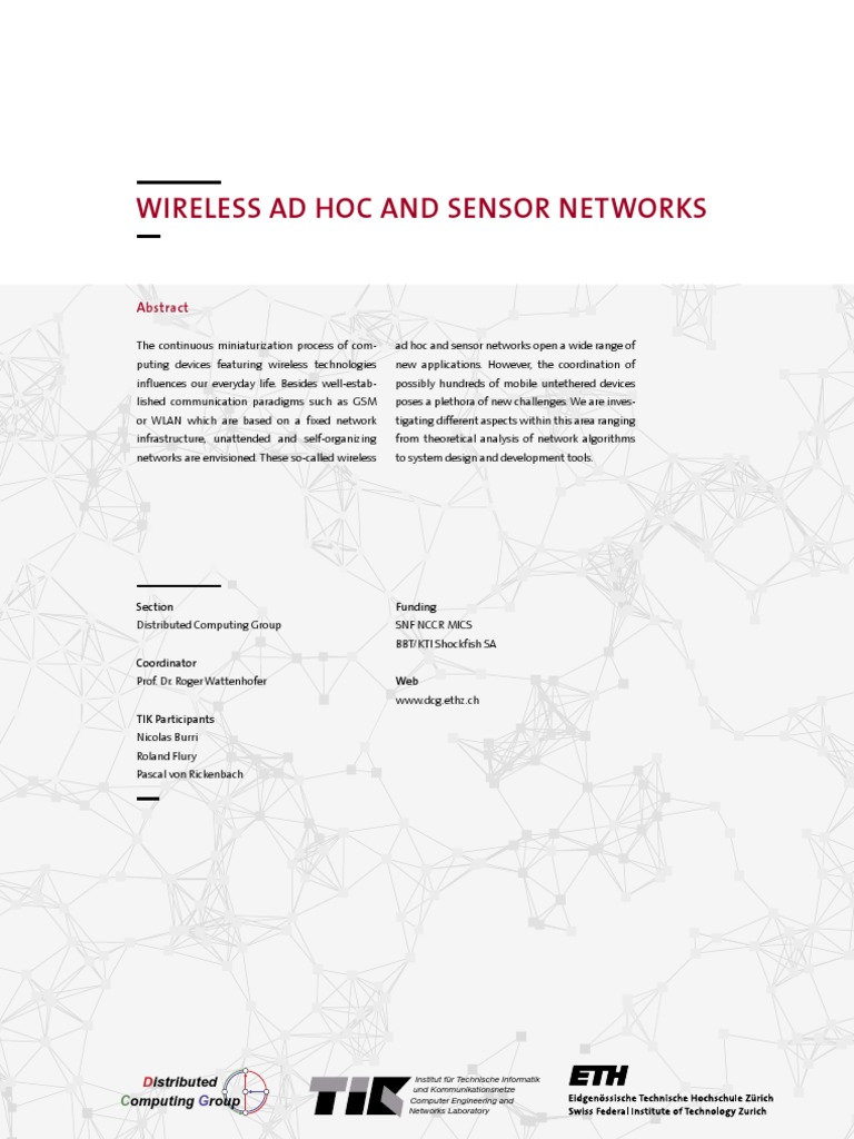 Wireless Ad Hoc And Sensor Networks Section Funding Pdf Wireless Ad Hoc Network Wireless