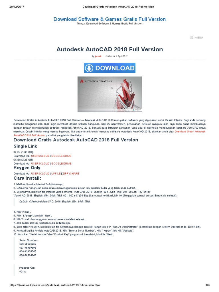 Gratis Autodesk AutoCAD 2018 Full Version | PDF | Komputer