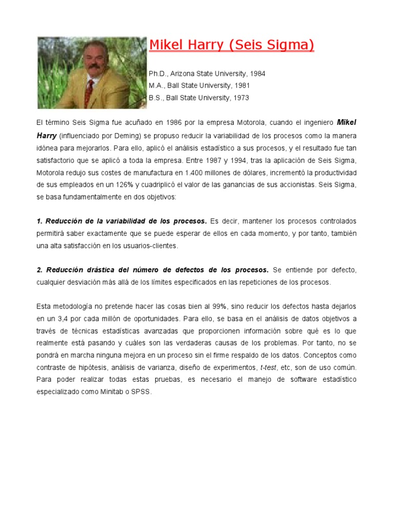 Mikel Harry (Seis Sigma) | PDF | Six Sigma | Business