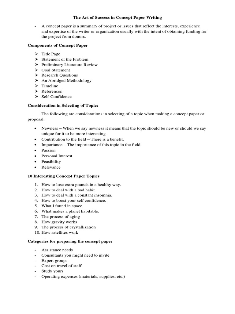 The Art of Success in Concept Paper Writing | PDF