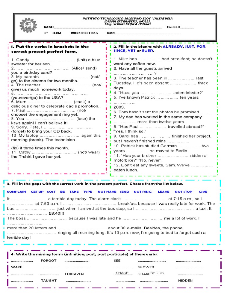 Guia 6 Present Perfect Practice | PDF | Onomastics | Linguistic Typology