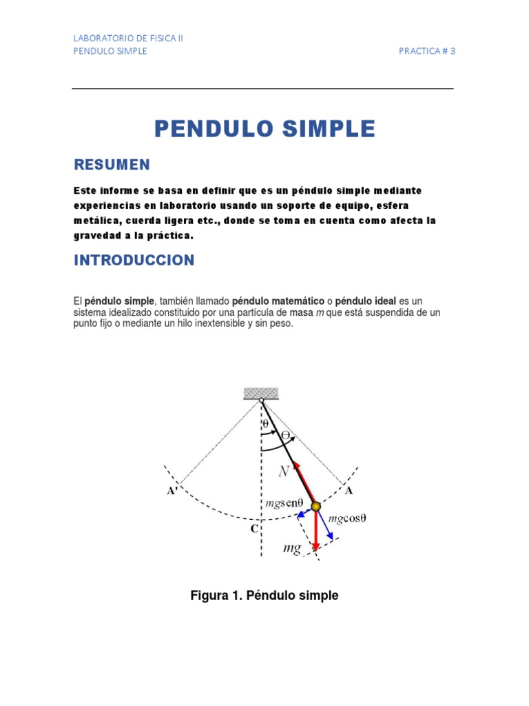 Pendulo Simple | PDF | Mecanica clasica | Mecánica