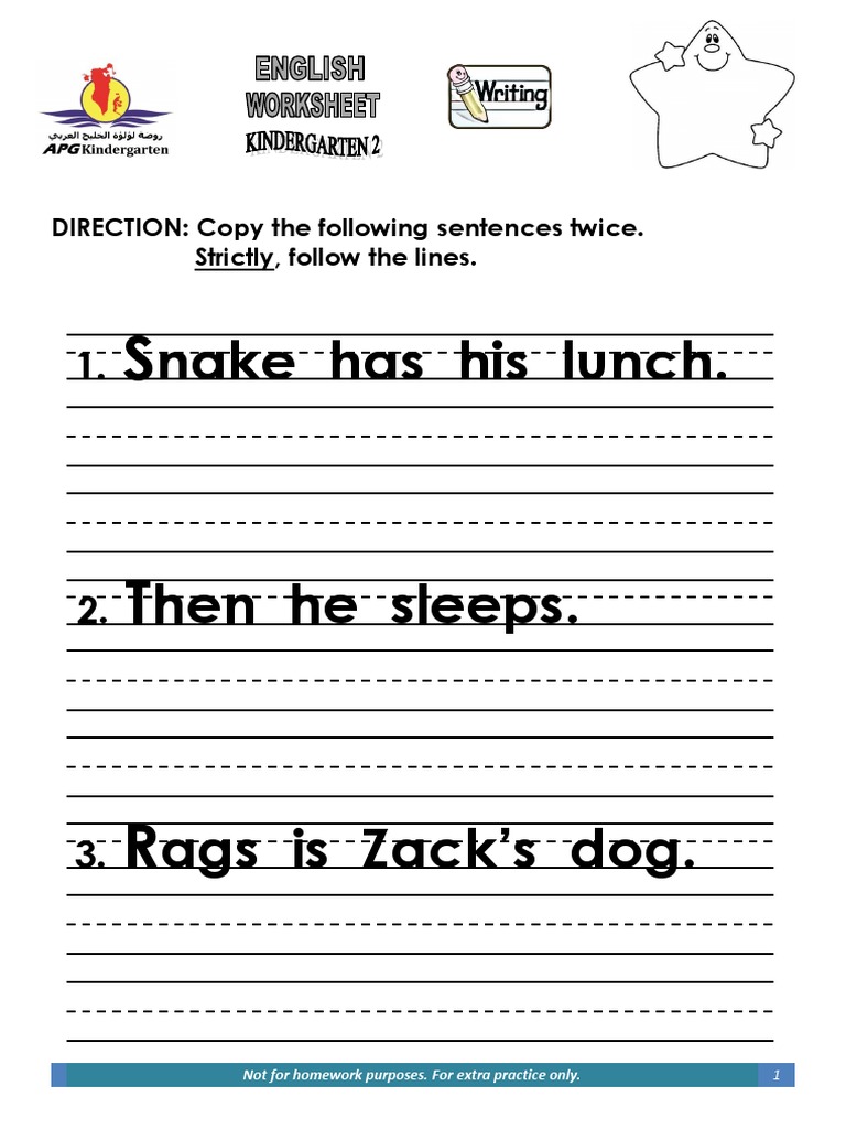 Snake Sentences for Kindergarten Practice | PDF