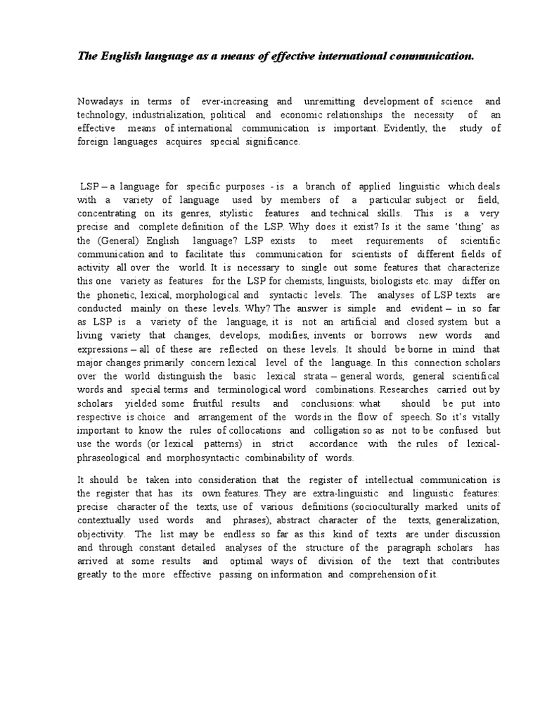 LSP 1 | PDF | Linguistics | Word