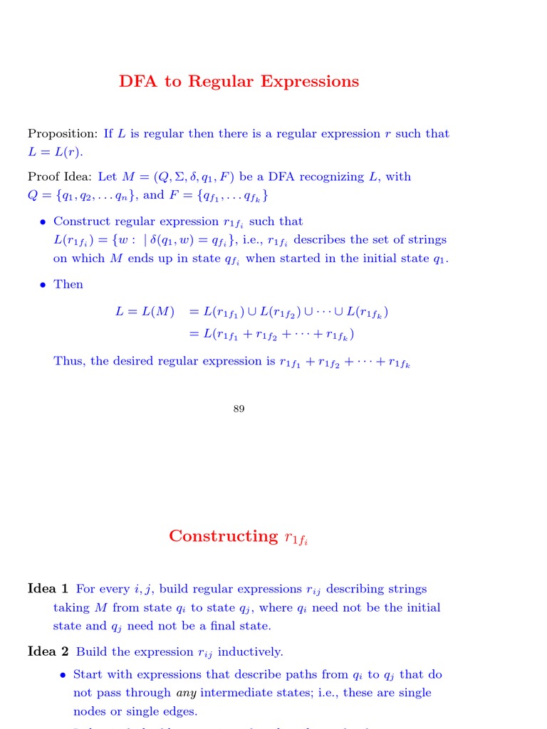 DFA To Regular Expressions: Proposition | PDF | Regular Expression ...