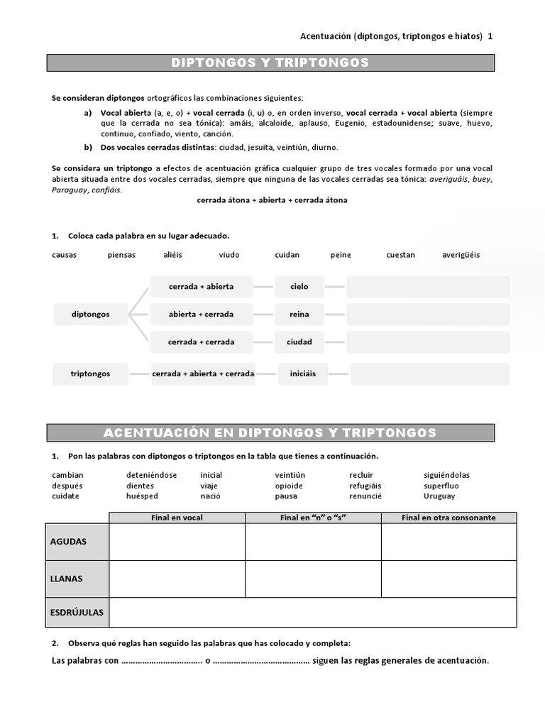 3 Diptongos, Triptongos e Hiatos | PDF | Comunicación oral | Voz humana