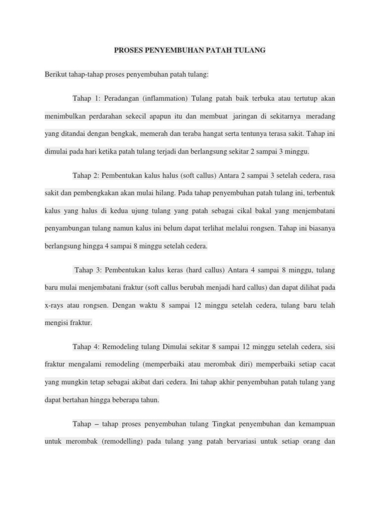 Proses Penyembuhan Patah Tulang | PDF