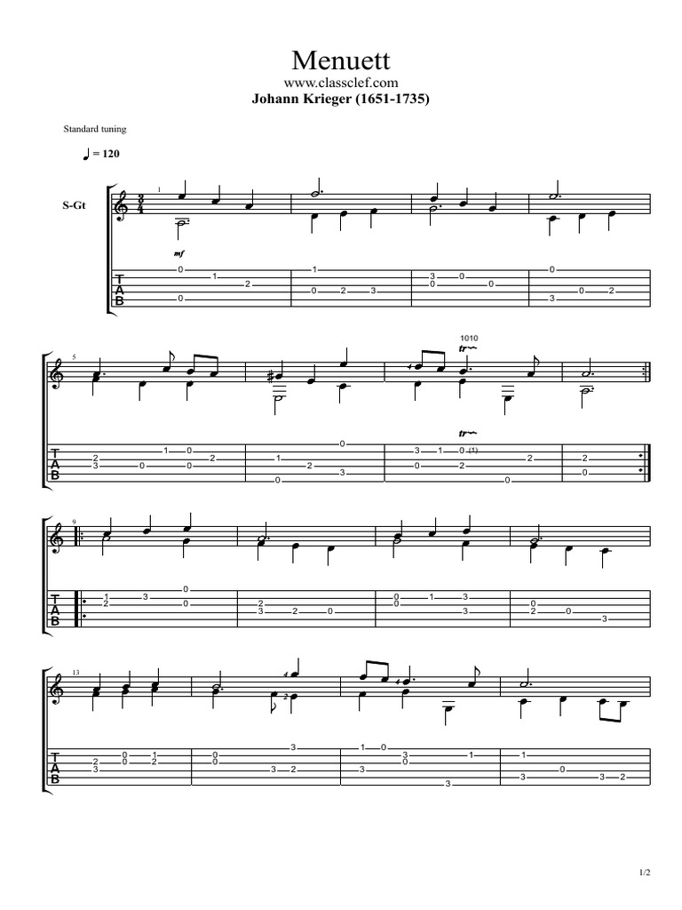 Menuett by Johann Krieger PDF | PDF