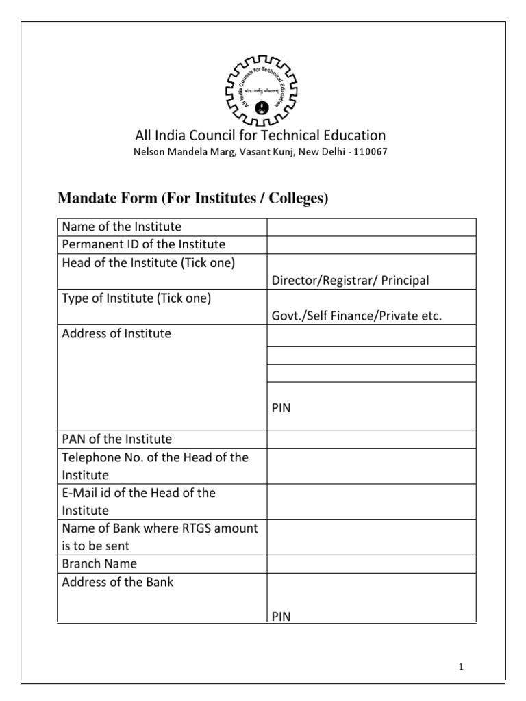 Student Bank Mandate Form Template | PDF