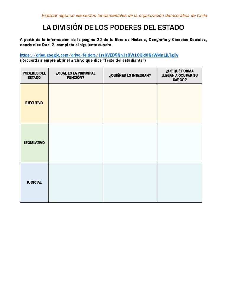 LA DIVISIÓN DE LOS PODERES DEL ESTADO | República | Separación de poderes | Prueba gratuita de ...