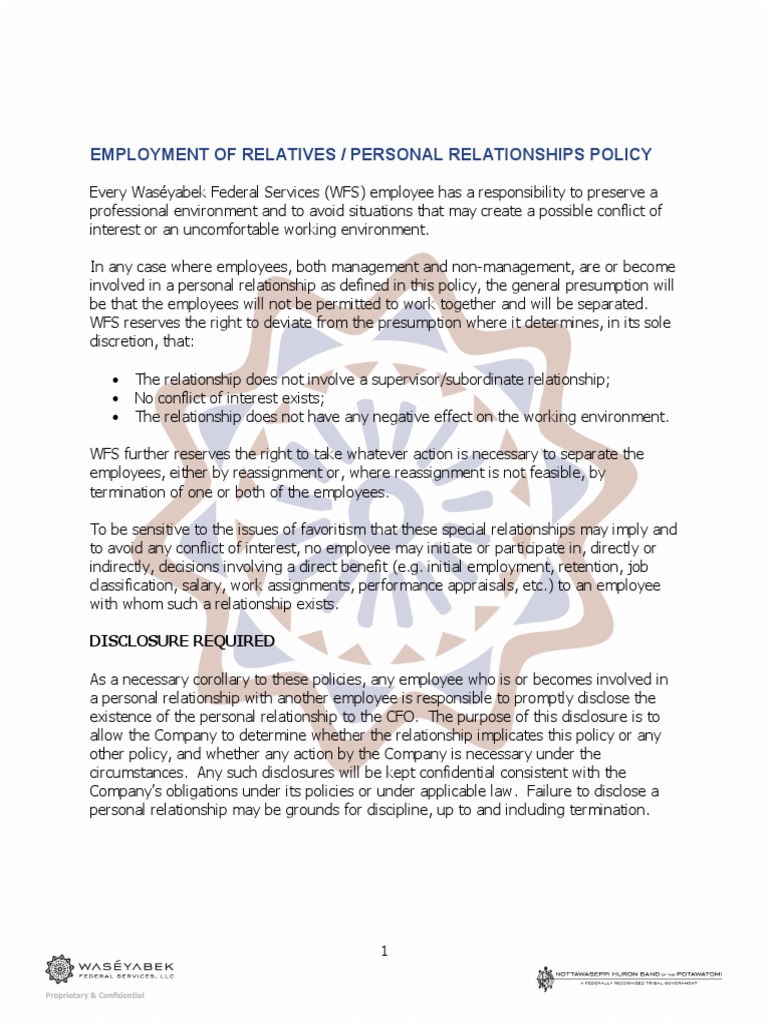 Employment of Relatives Policy | PDF | Conflict Of Interest | Board Of ...