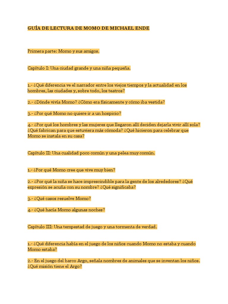 Guía de lectura: Momo de Michael Ende | PDF | Arte | Libros para ...