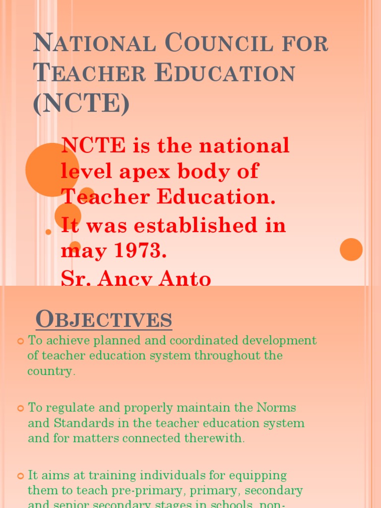 National Council For Teacher Education (NCTE) | PDF | Teacher Education ...