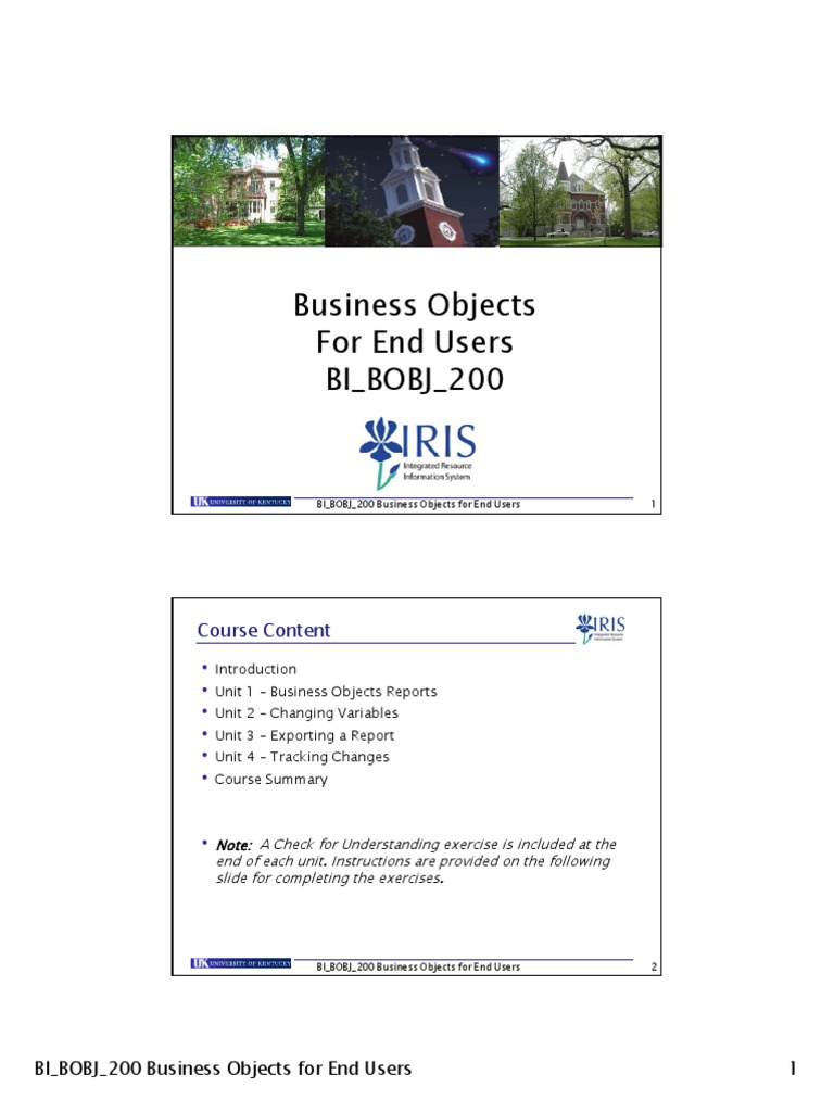 Business Objects For End Users Bi Bobj 200 BI - BOBJ - 200: Course ...