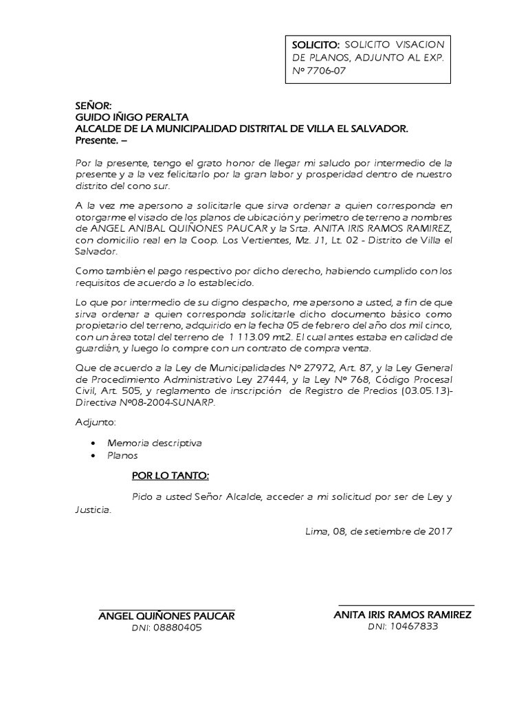 Solicito Visacion de Plano Adjuntar | PDF | Derecho