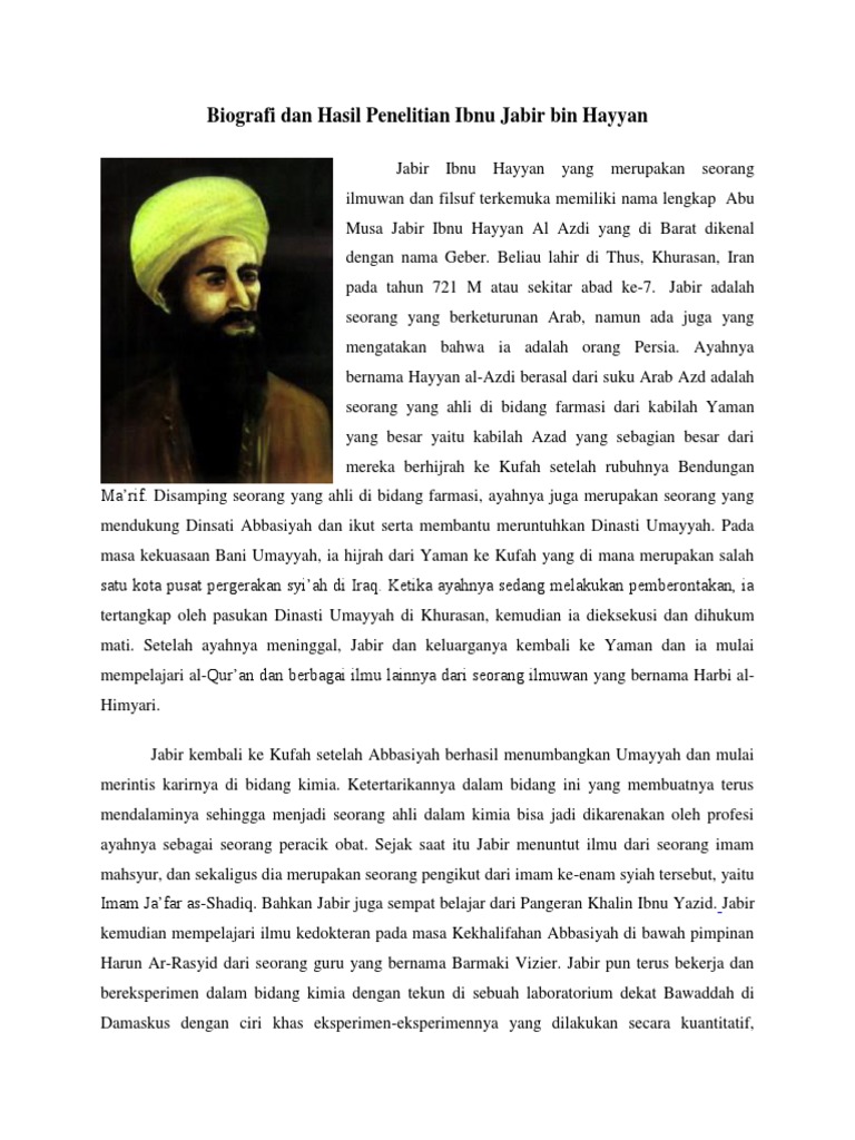 Biografi Jabir Bin Hayyan | PDF