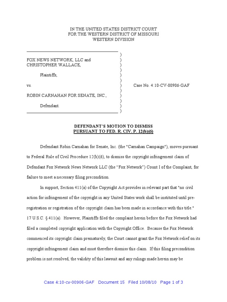 Defendant's Motion To Dismiss | PDF | Federal Rules Of Civil Procedure ...