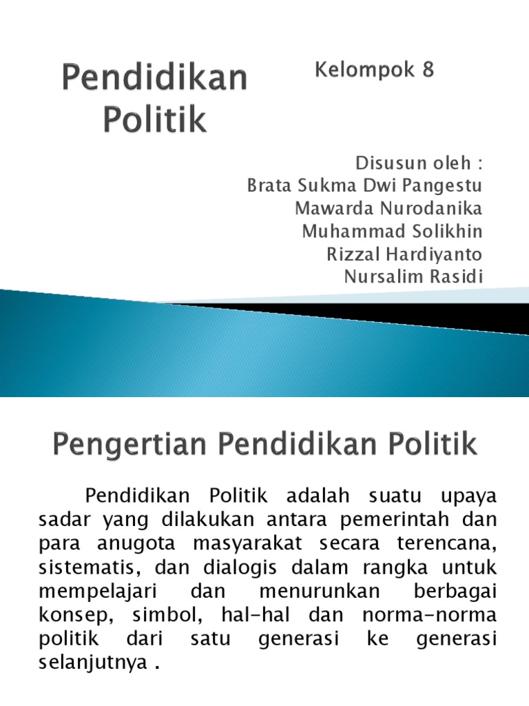 Pendidikan Politik dan Perannya di Masyarakat | PDF