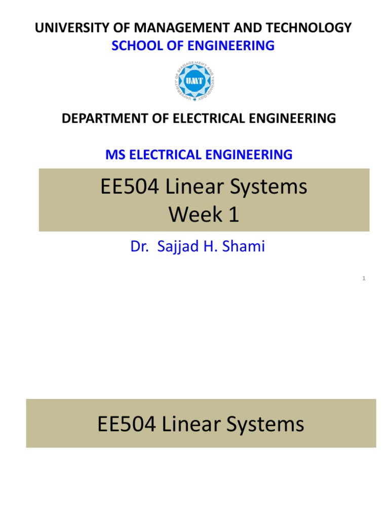 EE504 Lecture Slides Week 1 | PDF | Discrete Time And Continuous Time | Dynamical System