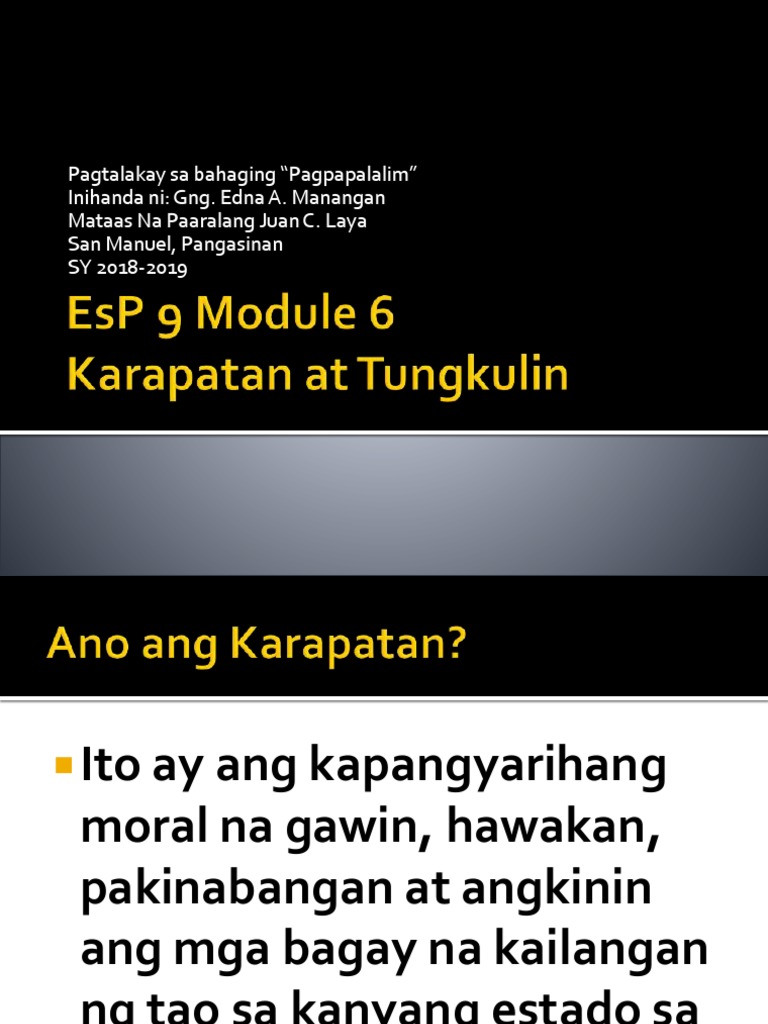 Esp 9 Module 6 Karapatanattungkulin | PDF