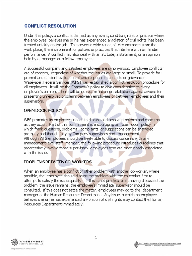 Conflict Resolution Policy | PDF | Conflict Resolution | Supervisor