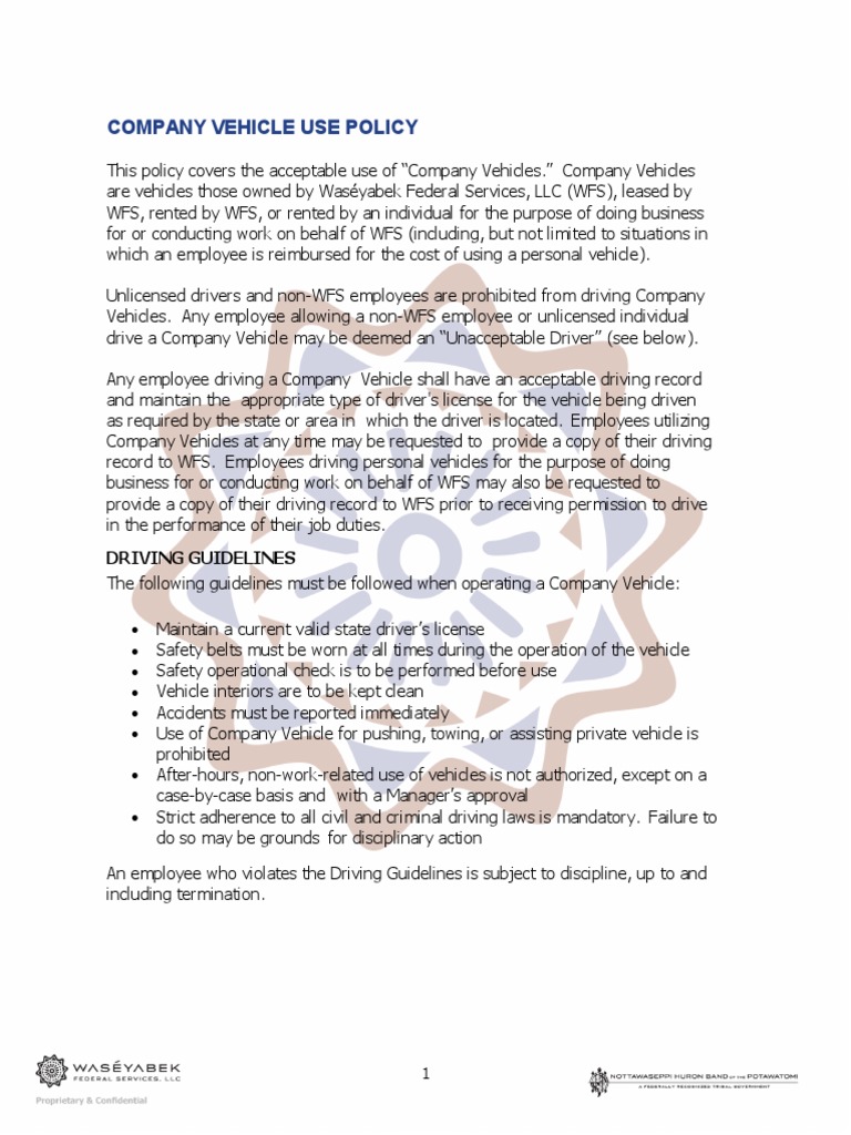 Company Vehicle Use Policy | PDF | Driving Under The Influence | Driving