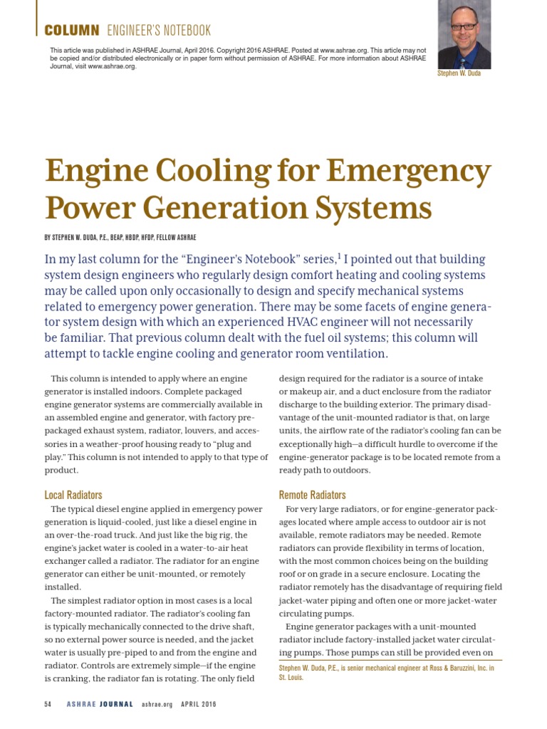 Emergency Generator Cooling | PDF | Radiator | Hvac