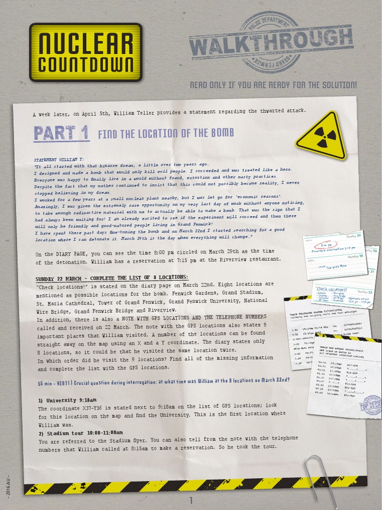 Escape Room Walkthrough 03 Nuclear Countdown PDF | PDF | Bomb | Nature