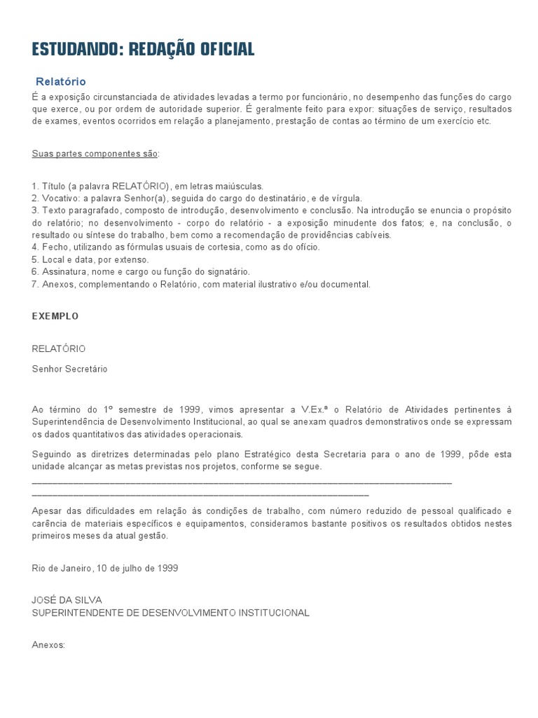 Redação Oficial - RELATÓRIO