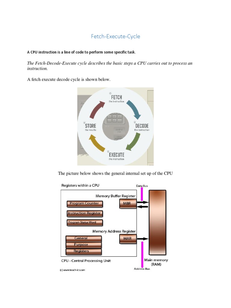 Fetch Execute Cycle Pdf Central Processing Unit Computer Data Storage