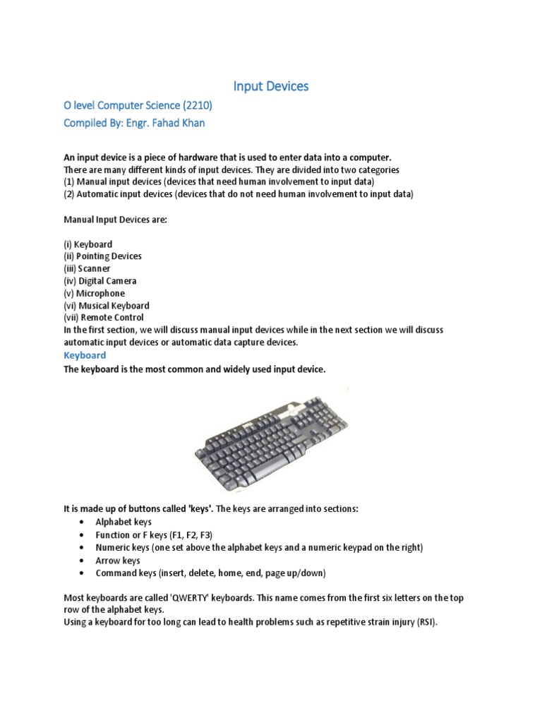 Input Devices | PDF | Optical Character Recognition | Computer Keyboard