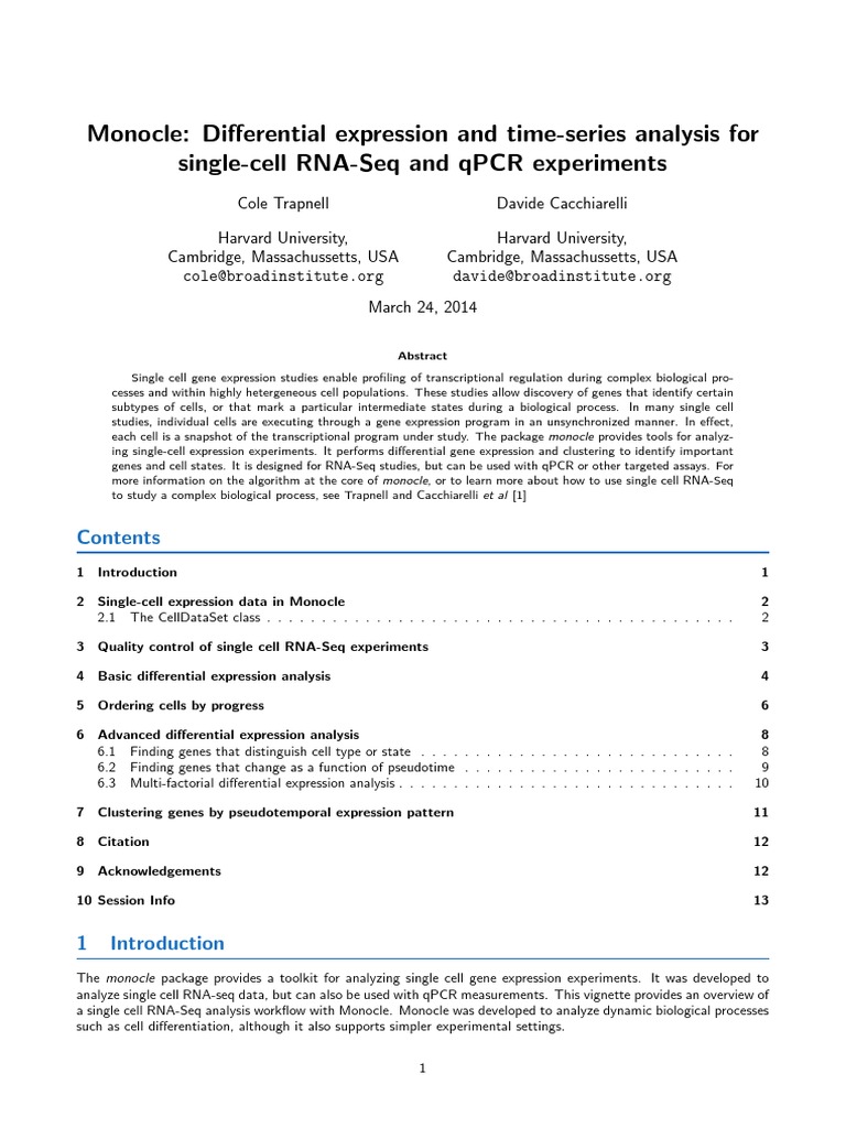 Monocle Vignette | PDF | Gene Expression | Cellular Differentiation