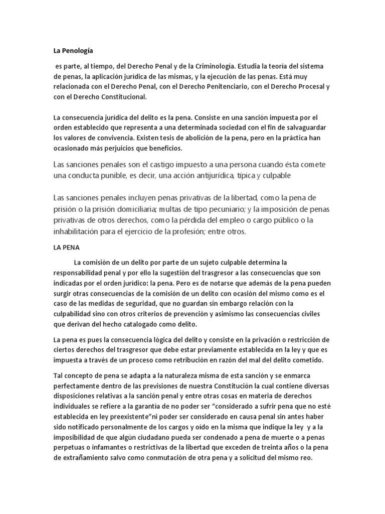 La Penologia | PDF | Castigos | Derecho penal