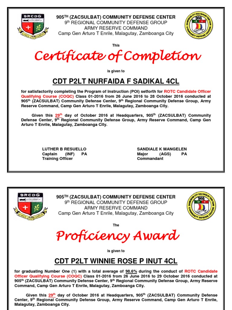 Certificates | PDF | Army | Military Units And Formations